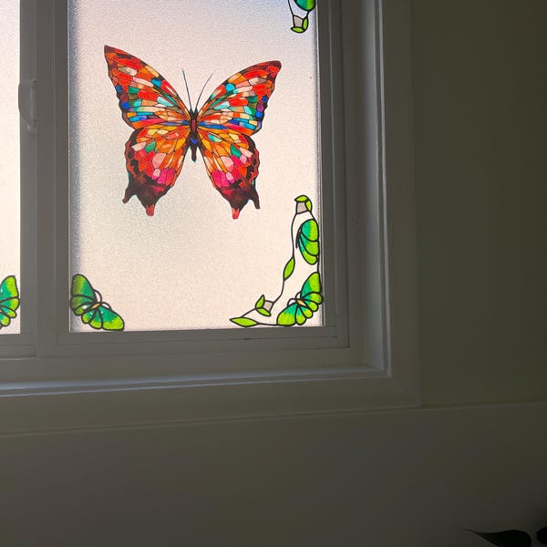 Butterfly Stained Glass Window Cling - Etsy