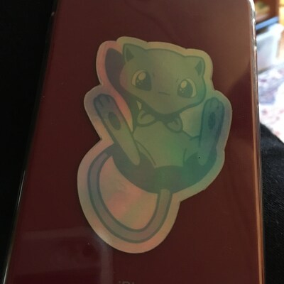 Shiny Mew Holographic Vinyl Sticker for Laptop, Macbook, Water-bottle ...