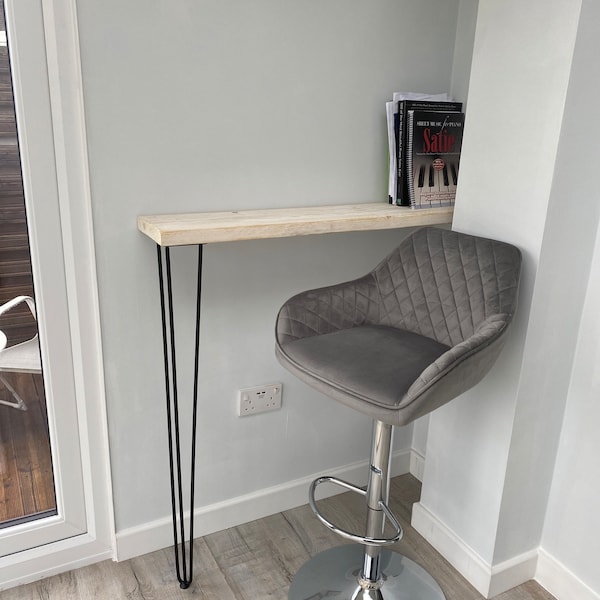 Rustic Breakfast Bar, With Steel Hairpin Legs | Reclaimed Wood ...