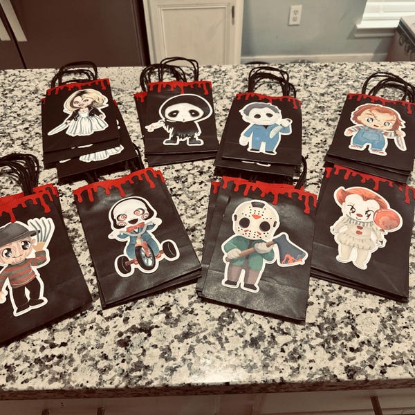 Horror Movie Character Favor Bags: Halloween Birthday Goodie Bags - Etsy