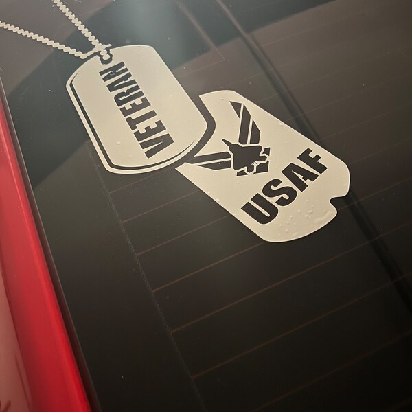 Military Veteran AFV Dog Tag Vinyl Decal Combat Veteran Window Sticker ...