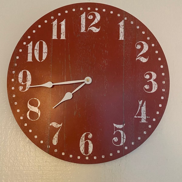Rustic Red Clock- Barn Red Clock - Etsy