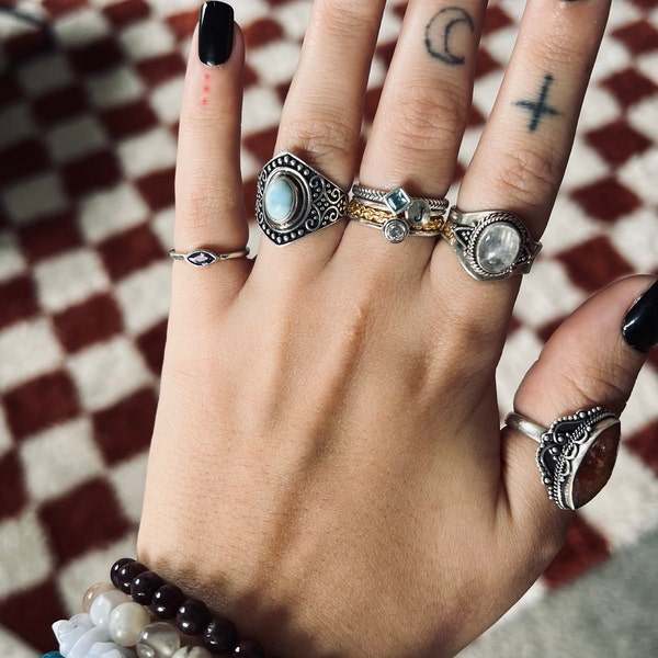 Stacking Rings • Set Silver Stackable Rings • Silver Bands • Unique ...