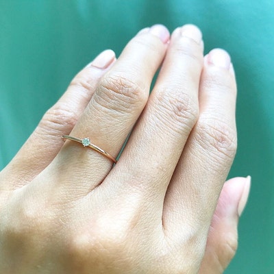 Tiny Diamond Ring Dainty Engagement Ring Dainty Promise - Etsy