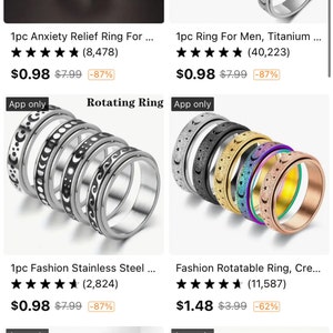 Lens Spinner Ring Moving Worry Ring, Rotating Ring for Anxiety and ...