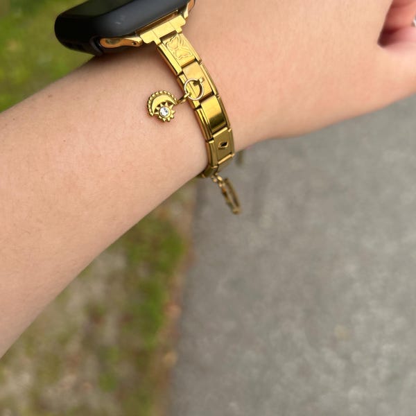 Gold Italian Charm Bracelet Smart Watch Band, Custom Smart Watch Band ...