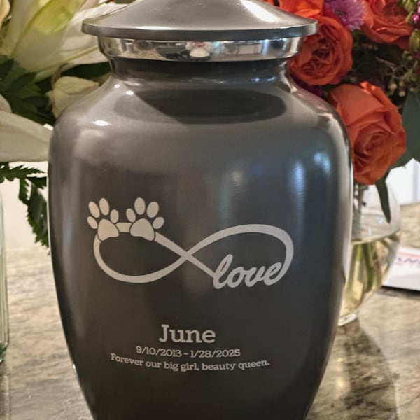 Gray Infinite Love Heart - Pet Cremation Urn - Four Sizes - Engraved - Etsy