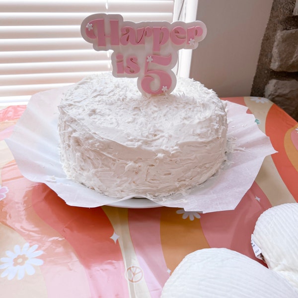 Retro Cake Topper | Hippie | Flower Power | Personalized Cake Topper ...