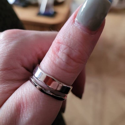 Silver Chunky Ring, Double Layer Ring, Silver Stacking Ring, Stackable ...