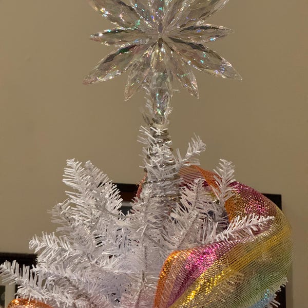 13.5 Plug-in Lighted Glitter Star Tree Topper Christmas Holiday Tree ...