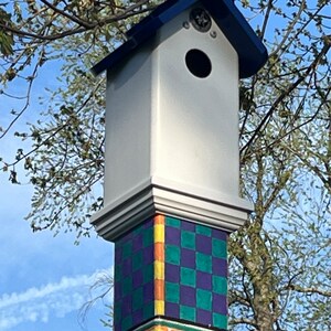Birdhouse PVC 5inch Post Mount Nesting Box, Weatherable Thatch Style ...