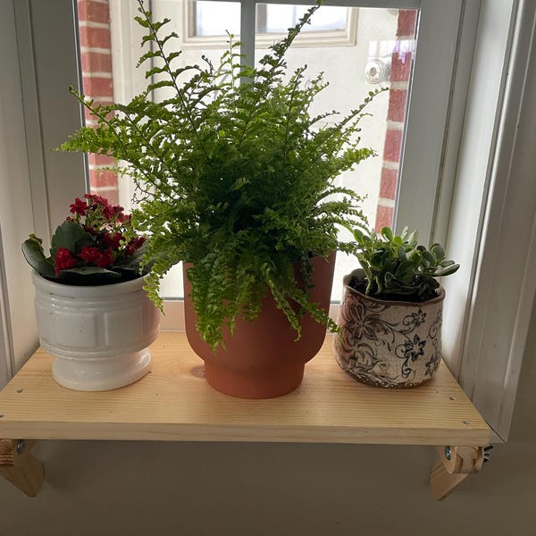 Handmade Plant Window Shelf | Solid Wood | Midcentury Modern Window ...