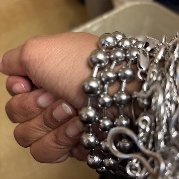 Ball Chain Bracelet / Stainless Steel/ Beaded Chain/ Silver Ball and ...