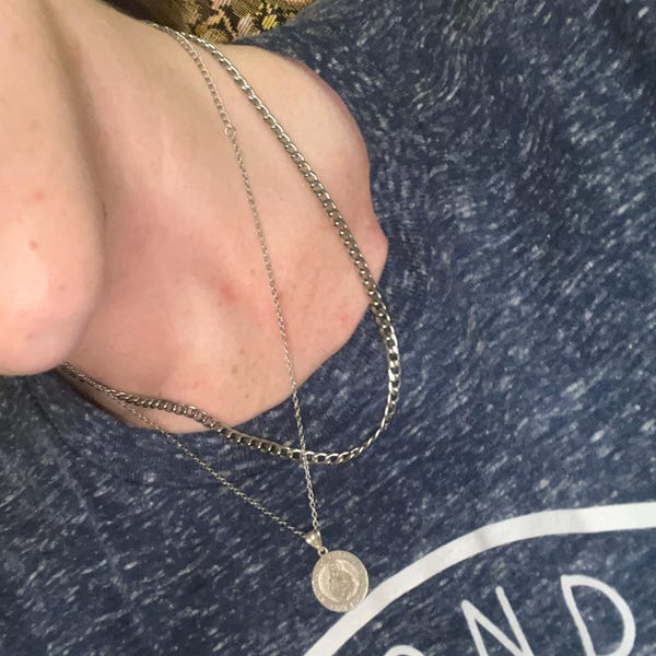 Men's Silver Curb Chain Necklace / 4mm Stainless Steel Water Resistant ...