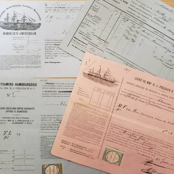 1920s Antique French Coffee Roaster Invoices, Set of 9 Original Light ...
