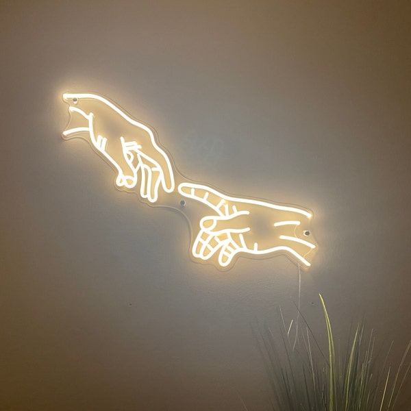 Hands of God Customized Neon Sign, Neon Sign Logom Shop Board, Room ...