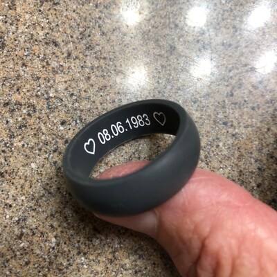 Custom Engraving Mens Silicone Wedding Ring Band Flexible ...