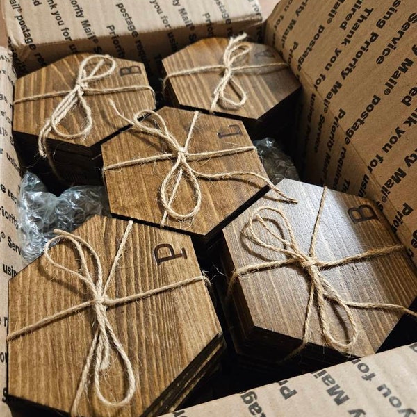 Personalized Wooden Coaster Set of 4, Wedding Gift, Christmas Gift ...