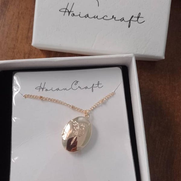 Custom Initial Locket With Photo, Gold Delicate Oval Locket Necklace ...