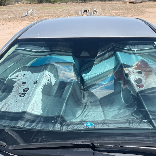 Car Sun Shade, Auto Sun Shade, Custom Dog Car Sun Shade, Custom Dog Car ...