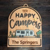 Happy Campers Personalized Welcome Sign | Camper Door Hanger | Wooden ...