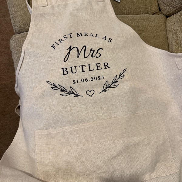Wedding Apron, Personalised Bridal Bib, Bride Apron, Bride Grooms First ...