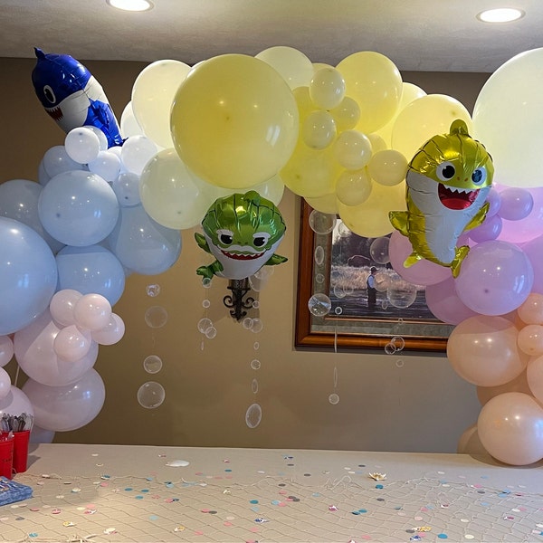 Baby Shark Balloon Pastel Rainbow Garland Kit - Custom Length - Shark ...