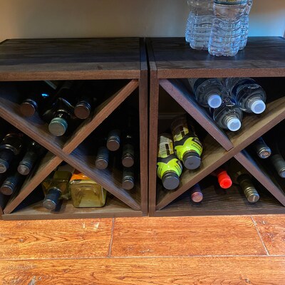 Creekside 12 Bottle Wine Cube Stackable Wood Wine Rack - Etsy