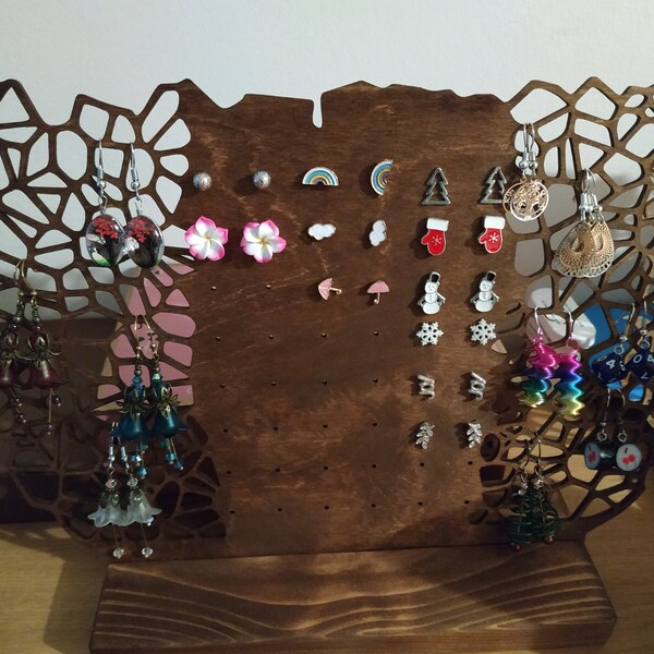 Earring Holder Handmade From Wood - Display for Studs Post Dangle ...