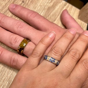 Red Rose RESIN RING Two Sided Ring Birch Bark Ring Floral | Etsy