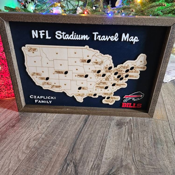 NFL Stadium Travel Map (framed): Frames Football Bucket List - Etsy