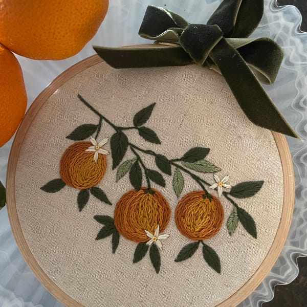 Orange Branch Embroidery Kit, Beginner Embroidery DIY Kit, Oranges ...