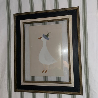 Silly Goose Wall Art, Cute Goose Poster, Dark Blue Nursery Decor, Farm ...