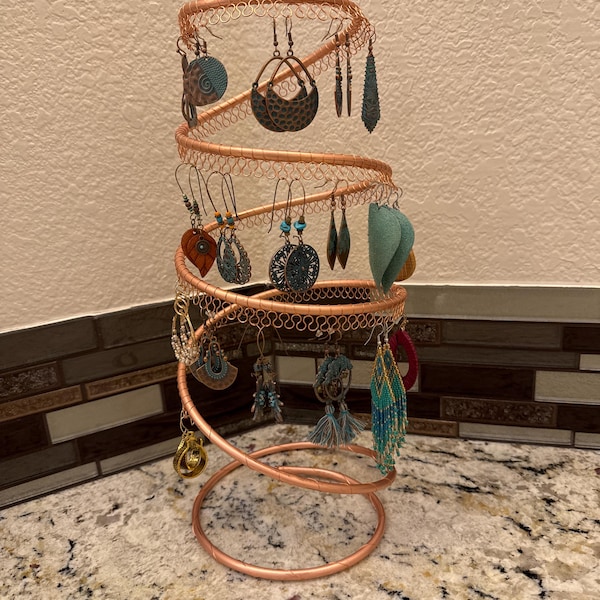 XL Earring Tree, Copper Spiral, Earring Holder, Organizer, Holds Approx ...