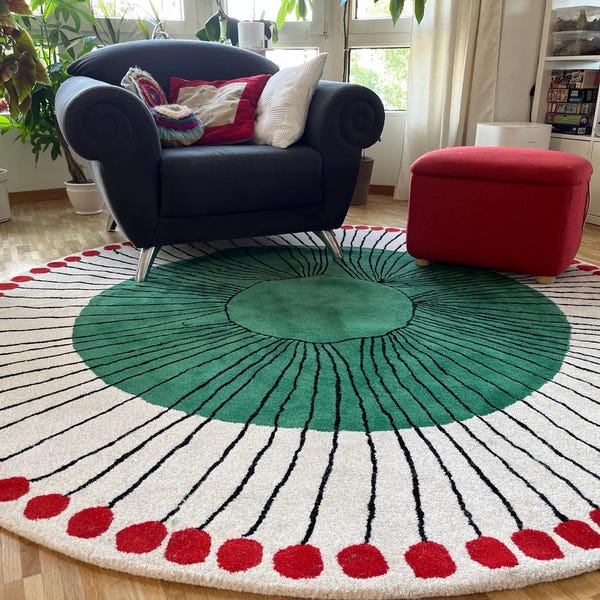 Hand Tufted Vaserely Round Rug – 100% Wool Handmade Area Rugs Carpets ...