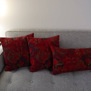 Any Size Red Turkish Kilim Throw Pillow Cover Dark Red - Etsy