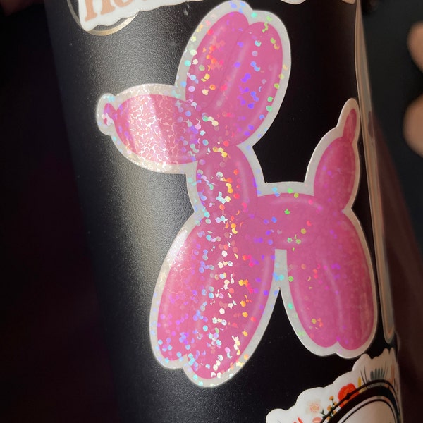 Glitter Balloon Dog Sticker, Holographic Glitter Balloon Dog Sticker ...