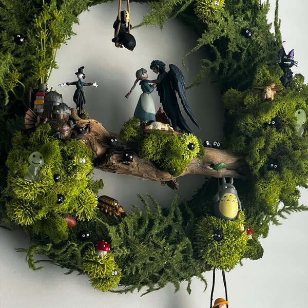 Anime Wreath, Cherry Blossom, Anime Decor, Kawaii,moss Wall Decor, Moss ...