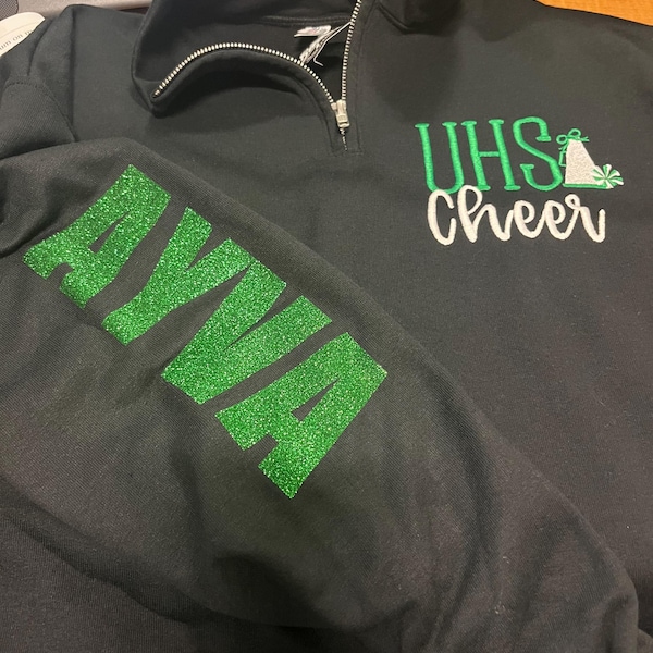 ADULT - Cheer Mascot Quarter Zip Pullover With Name on Sleeve in ...