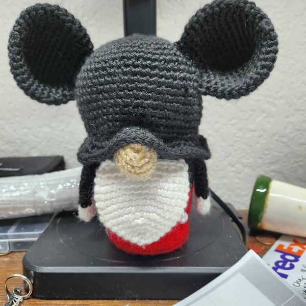 Cartoon Mouse Gnome, Crochet Mickey Gnome, Gnome Amigurumi, Gnome ...