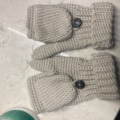 Easy Fingerless Mittens With Flaps. Adult and Child Sizes. PDF Pattern ...