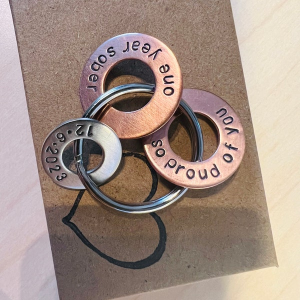 KINDRED SPIRITS Gift - Copper Washer Key Ring and Sterling Silver Heart ...