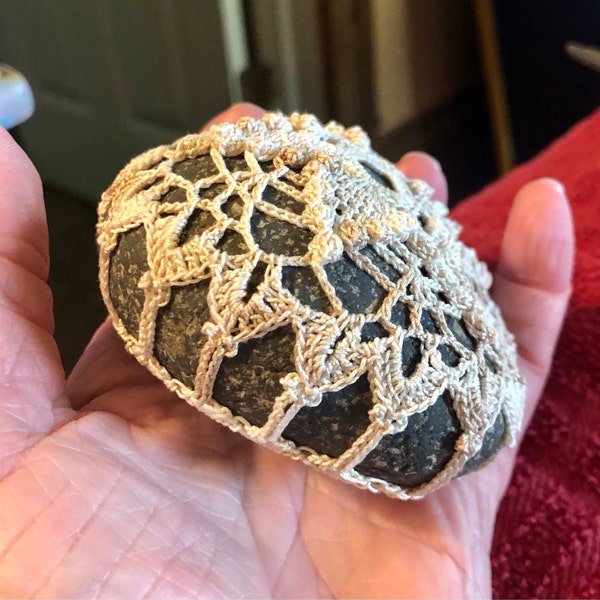 Crochet Pattern, Crochet Lace Stone Cover Pattern, Rock Cozy Pattern ...