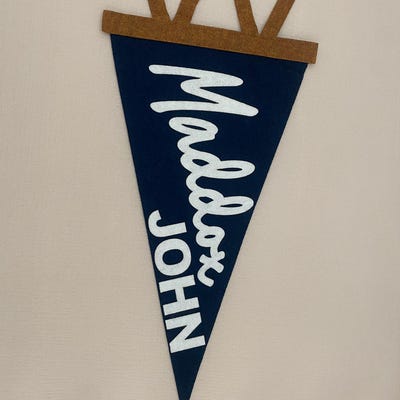 Custom Name Pennant, Personalized Baby Gift, Neutral Nursery Decor ...