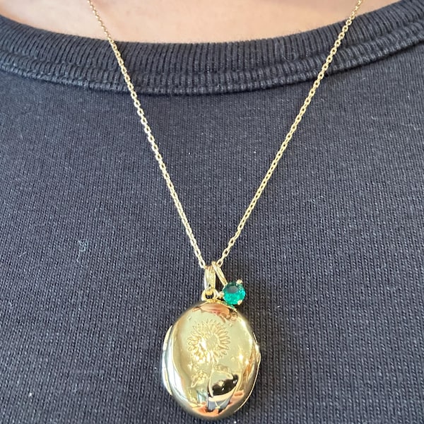 Sunflower Locket Necklace • Floral Necklace • Customize Locket ...