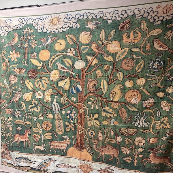 Tree of Life Tapestry, Medieval Vintage Animal Art Wall Hanging, Light ...