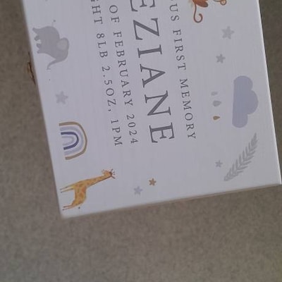 Personalised Safari Animals White Wooden Keepsake Box Keepsake Box ...