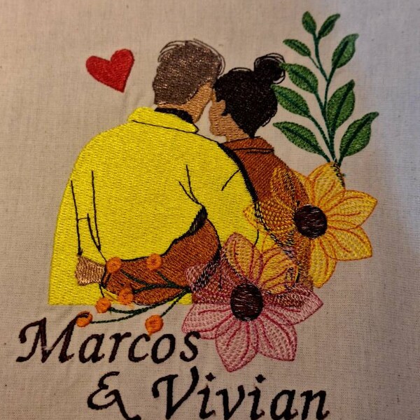 Couple Embroidery Design, Romantic Machine Embroidery File for ...