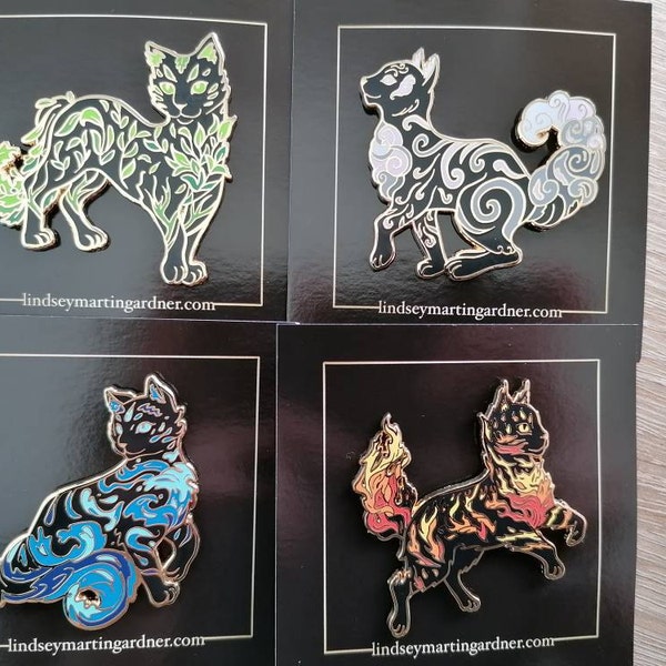 Elemental Cats Enamel Pin - Water Cat | Gold Plated Collectible Pin - Etsy