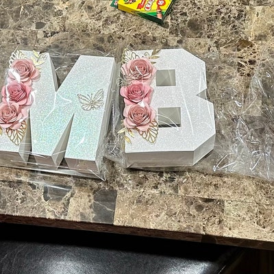 Decorative Floral Customized 3D Letter Cardstock Initial, Desk Decor ...